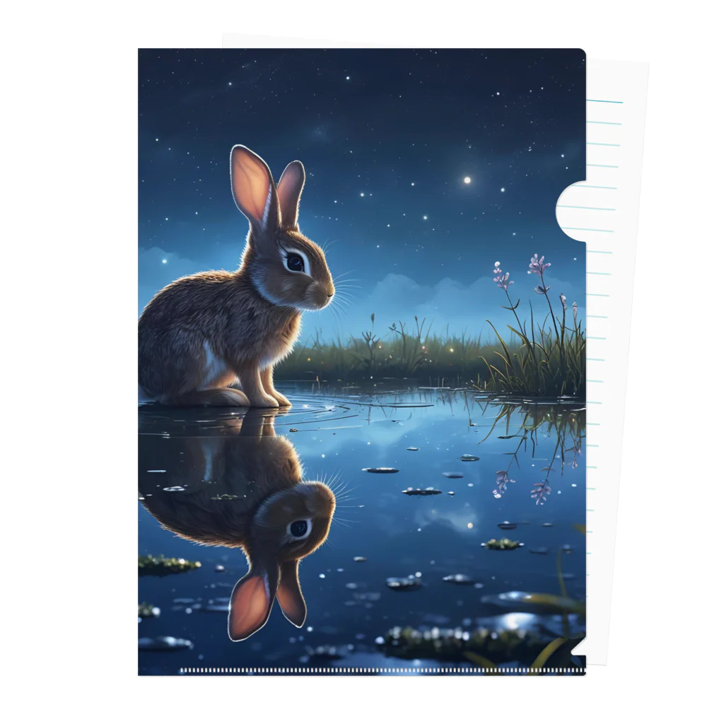 水たまりの夜空(ウサギバージョン) / Nammy Stdio Japan Design ( nammyy_sjd2025 )のクリアファイル ...